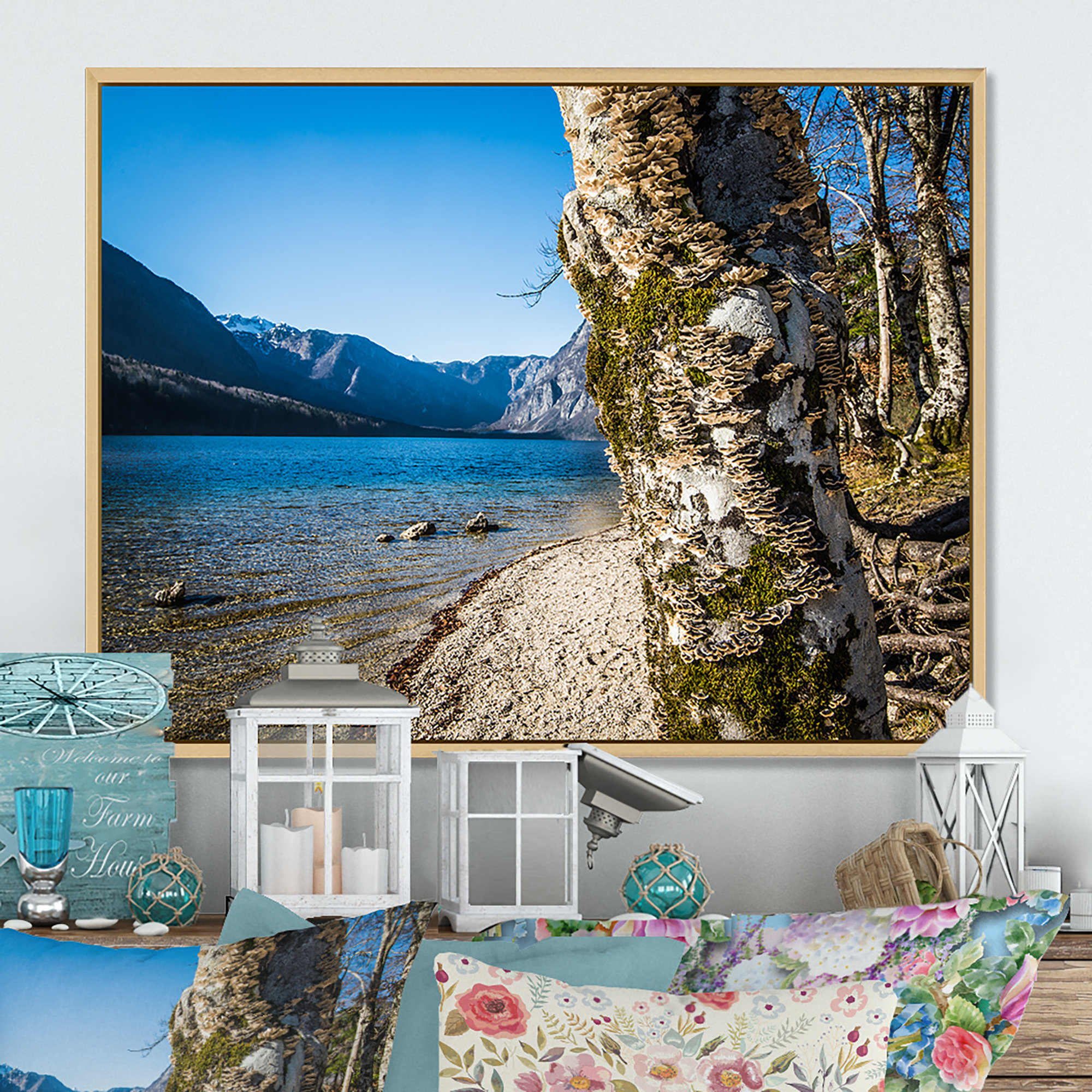 Millwood Pines Bohinj Lake at Sunrise Ii - Floater Frame Print on Canvas | Wayfair
